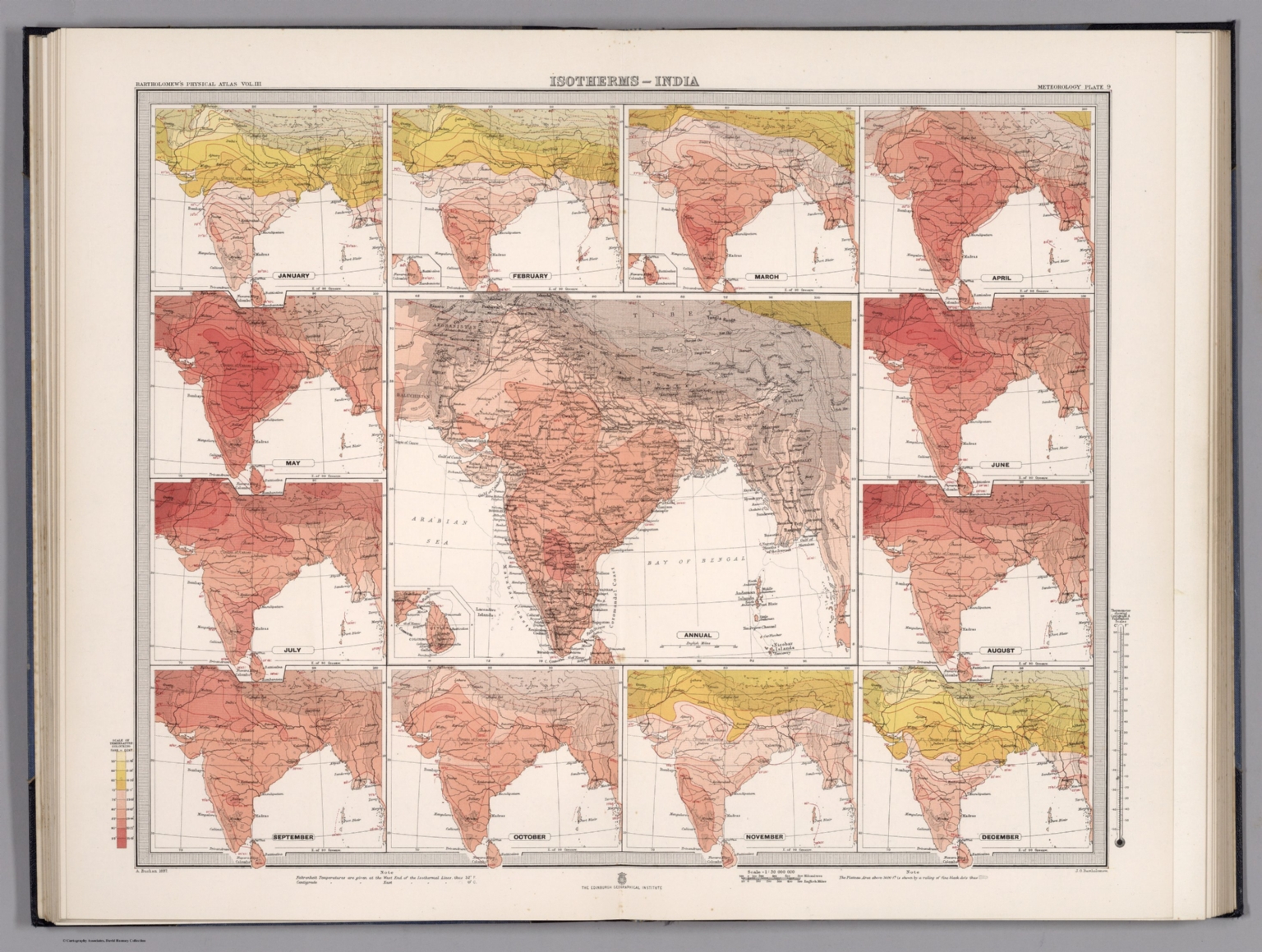 Plate 9. Isotherms - India. - David Rumsey Historical Map Collection