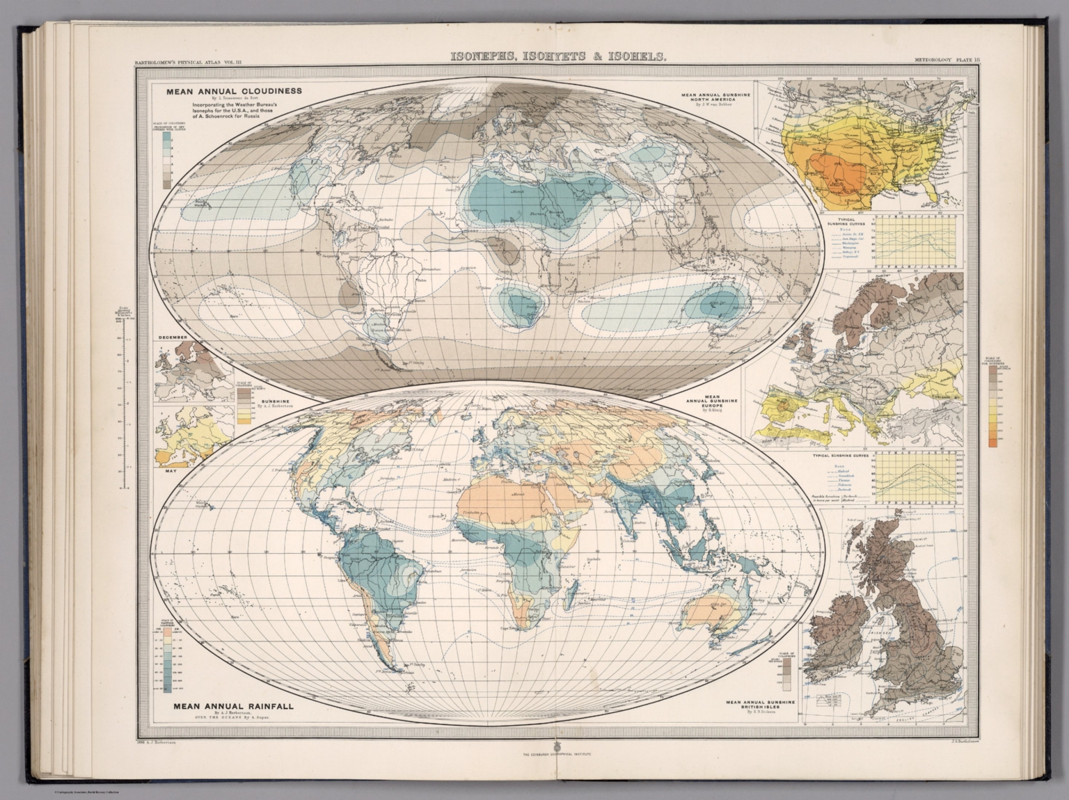 Plate 18. Isonephs, Isohyets & Isohels. Cloudiness. Rainfall. (World ...