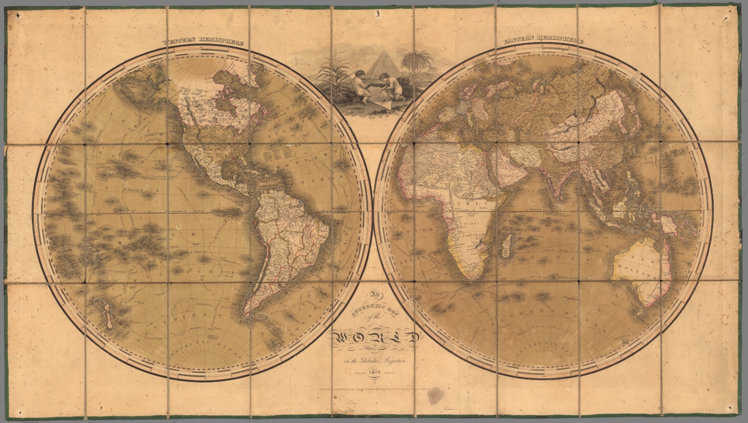 An Authentic map of the world on the globular projection - David Rumsey ...