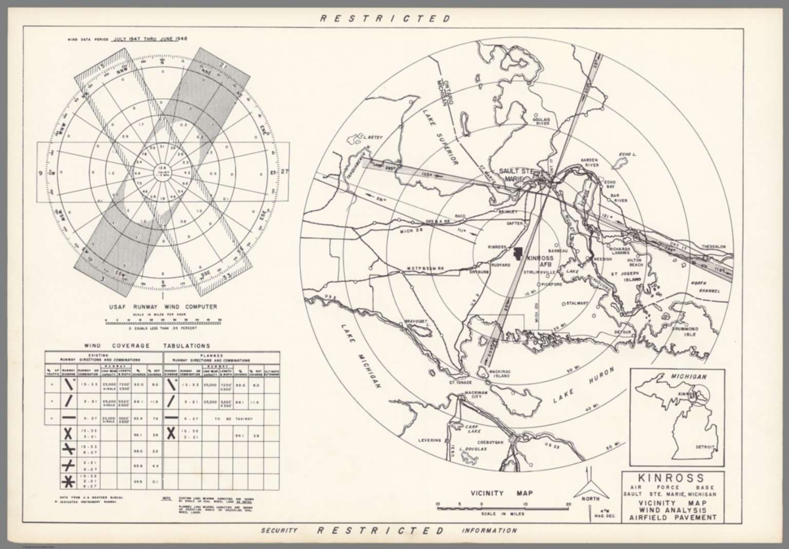 Kinross Air Force Base : Sault Ste. Marie Michigan : Vicinity map ...