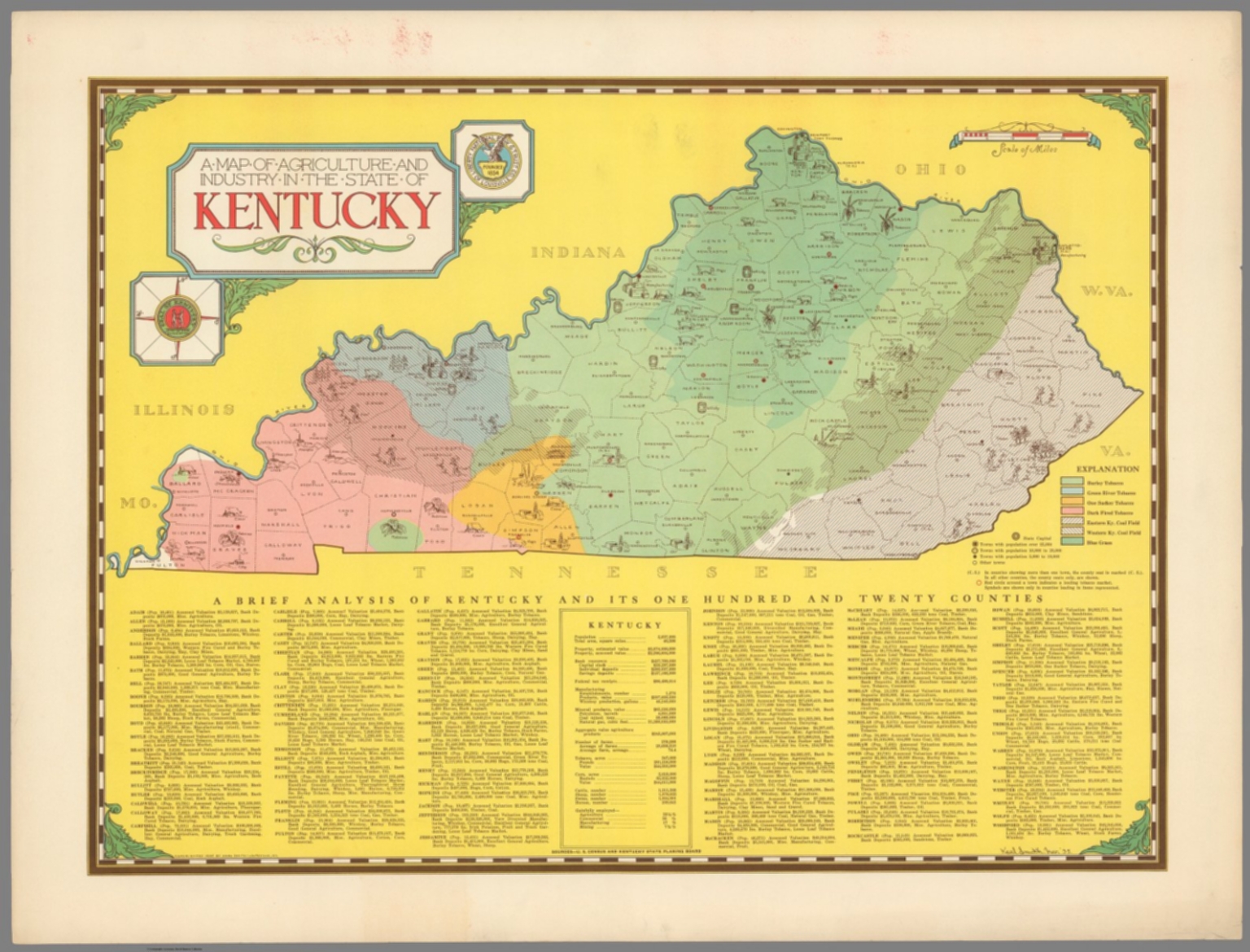 A map of agriculture and industry in the state of Kentucky - David ...