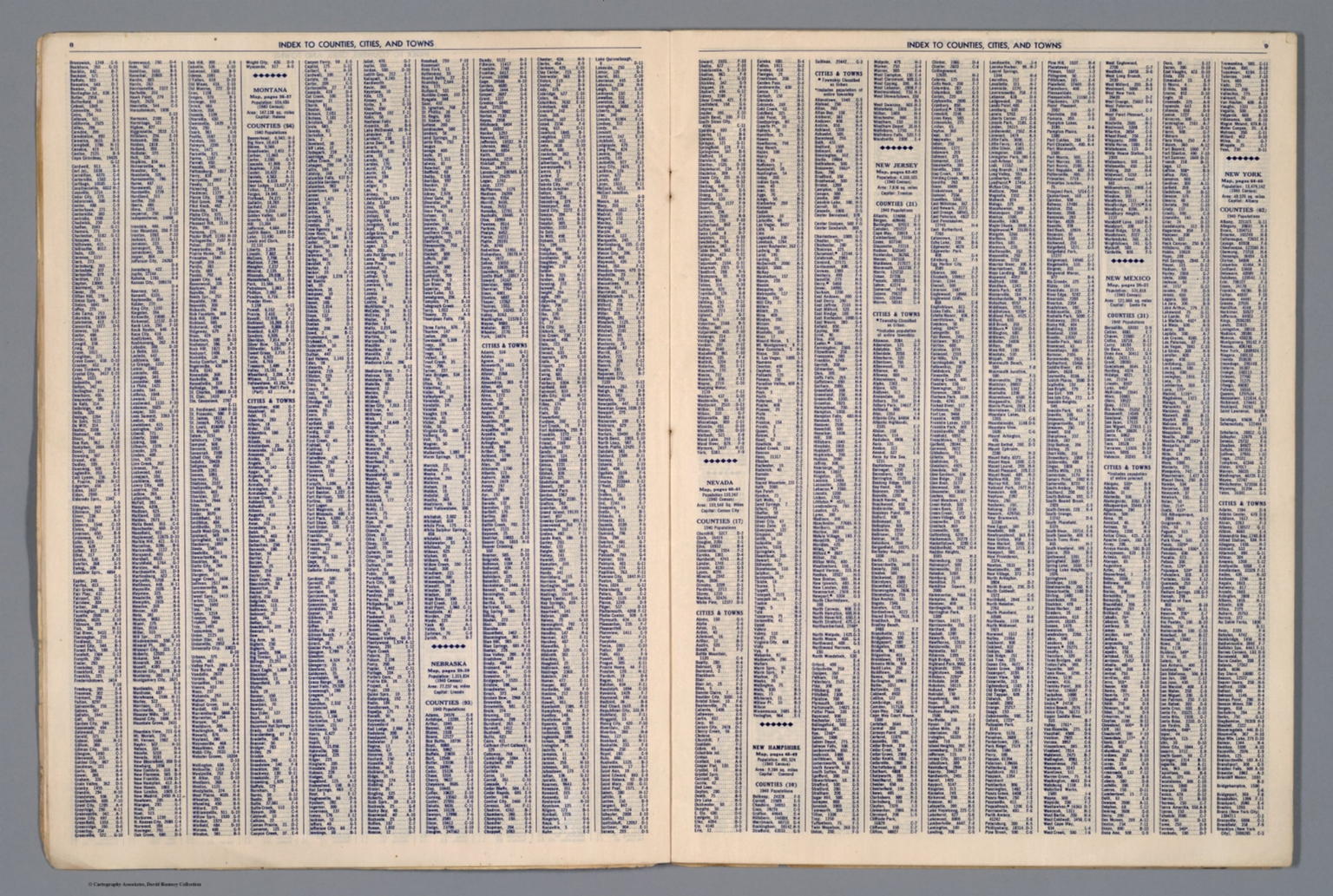 Index Page: (Continues) Index to Counties, Cities, and Towns with ...