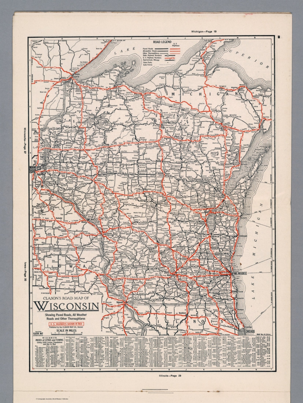 Clason's Road Map of Wisconsin - David Rumsey Historical Map Collection