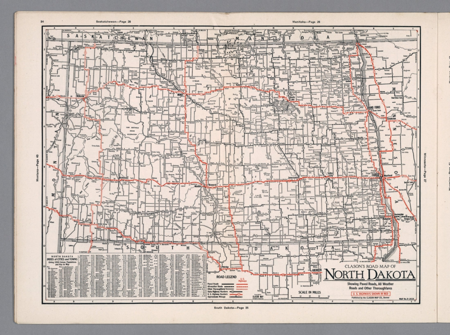 Clason's Road Map of North Dakota - David Rumsey Historical Map Collection