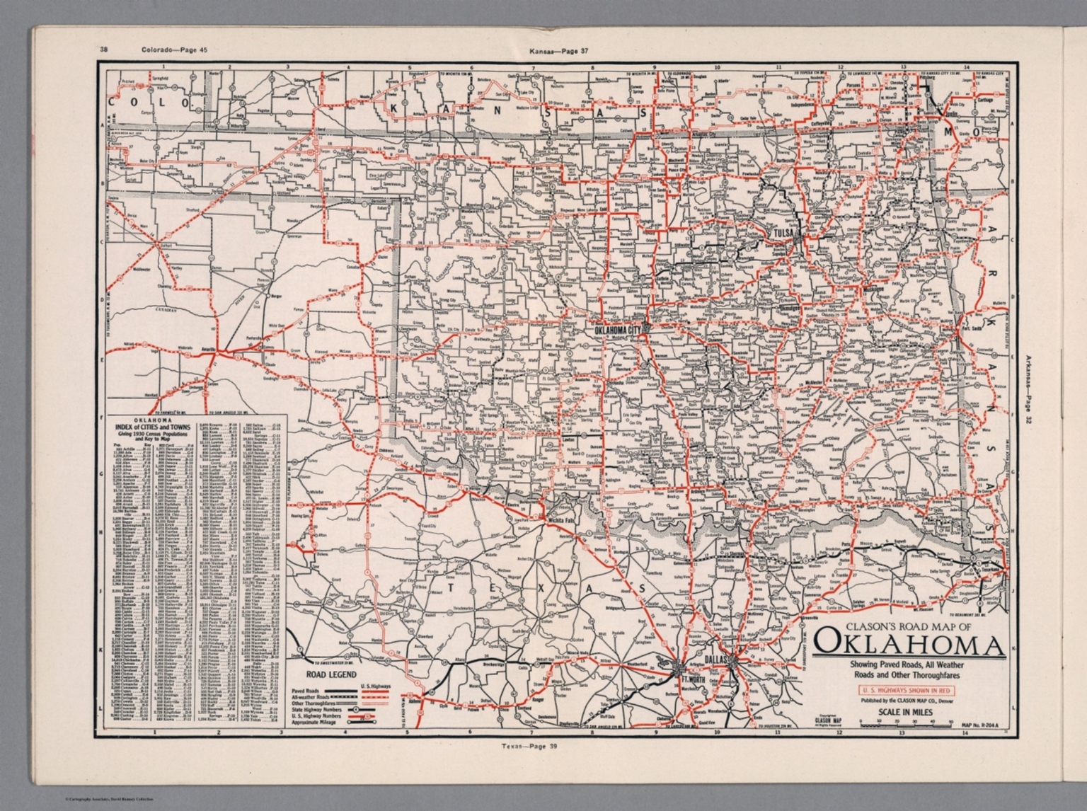 Clason's Road Map of Oklahoma - David Rumsey Historical Map Collection