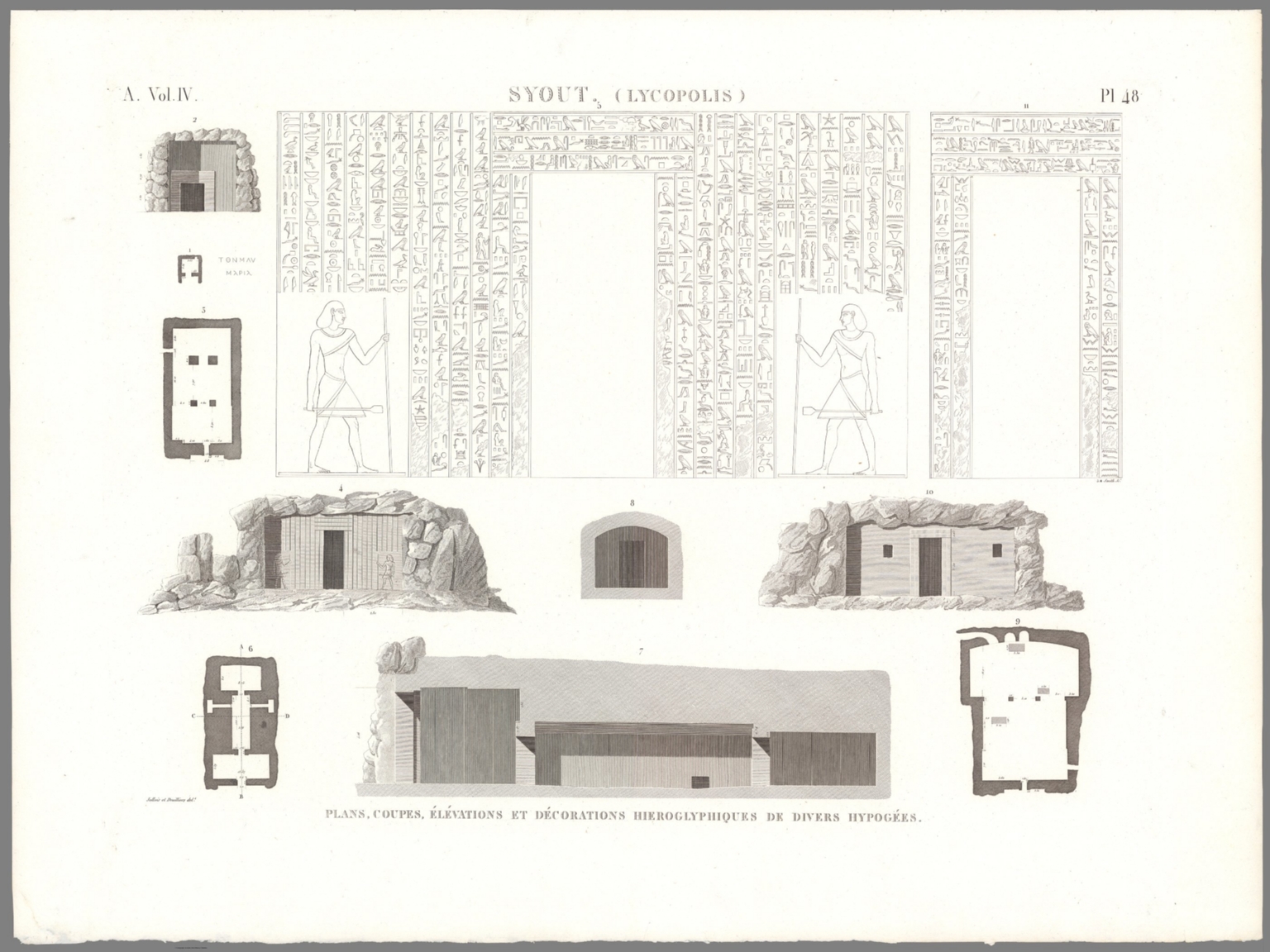 Planche 48 Syout (Lycopolis). Plans, Coupes, Élévation Et Décoration ...