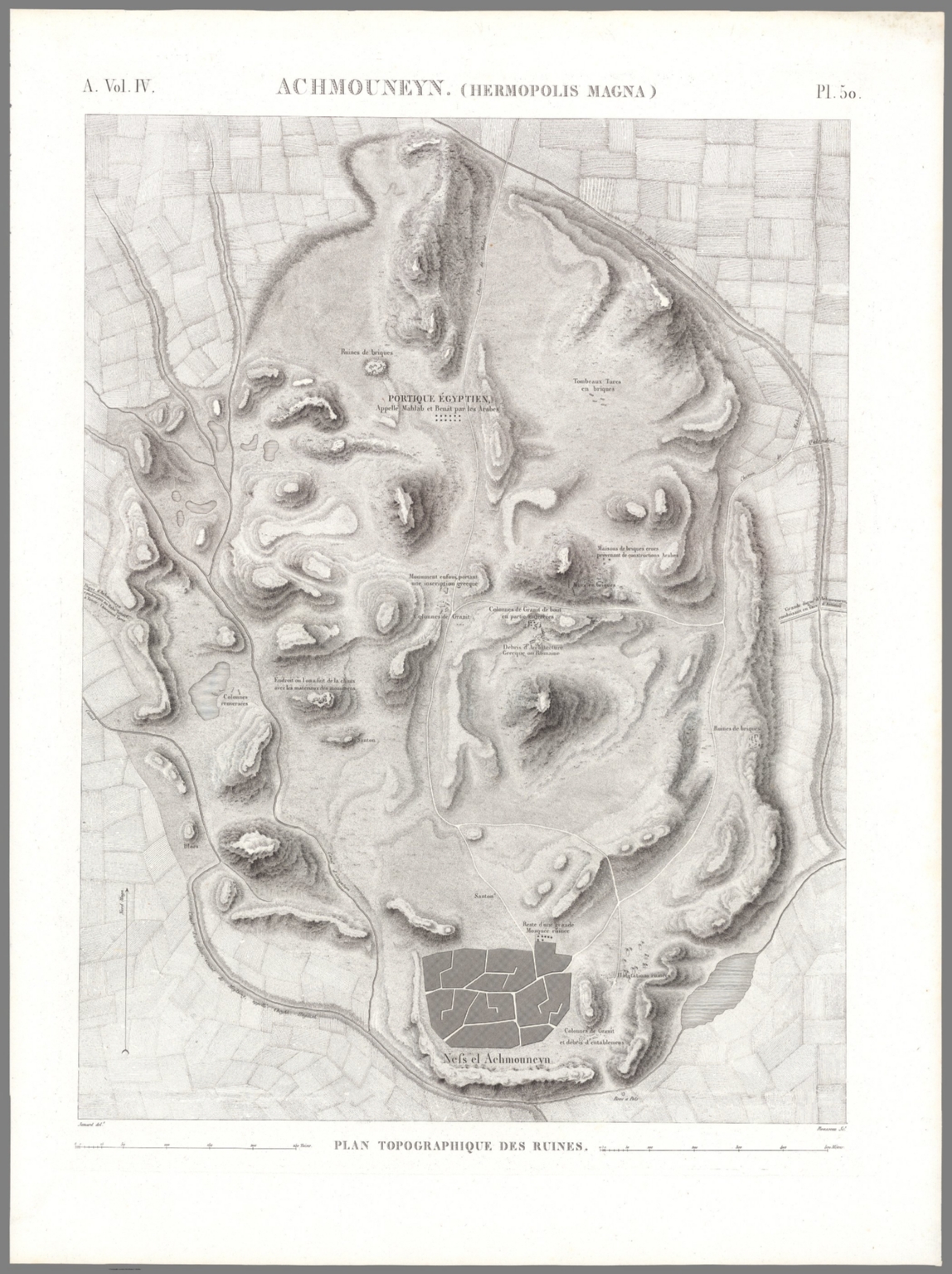 Planche 50 Achmouneyn (Hermopolis magna). Plan Topographique Des Ruines ...