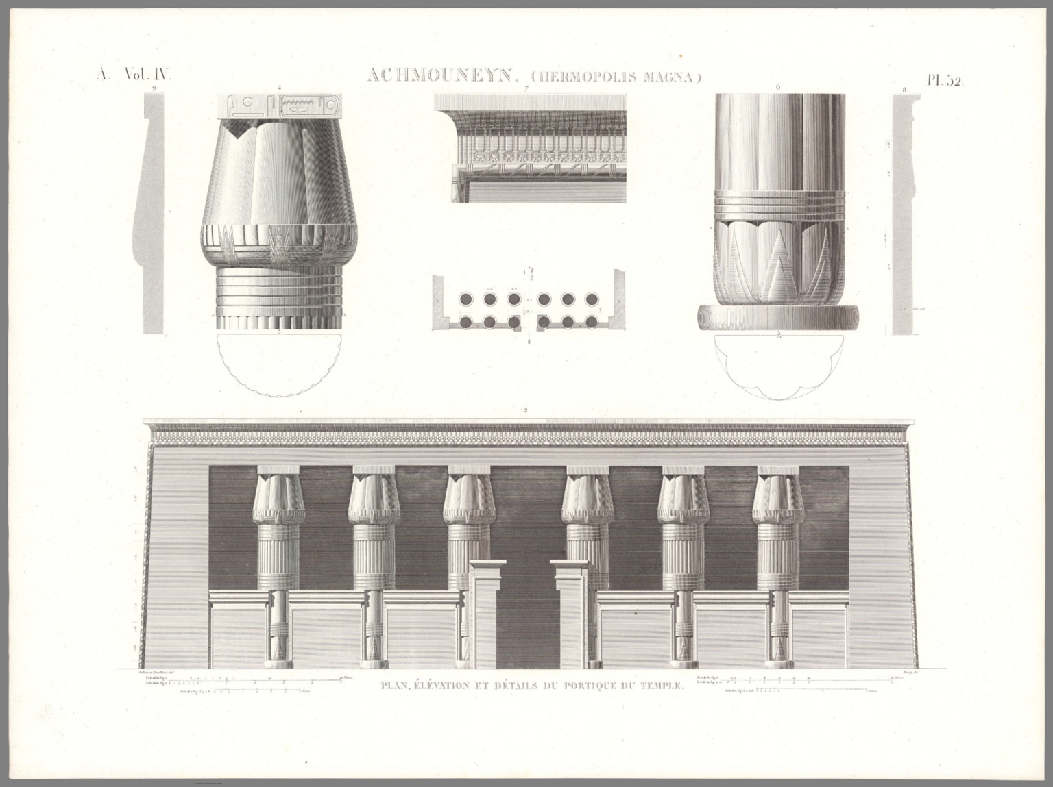 Planche 52 Achmouneyn (Hermopolis magna). Plan, Élévation Et Détails Du ...