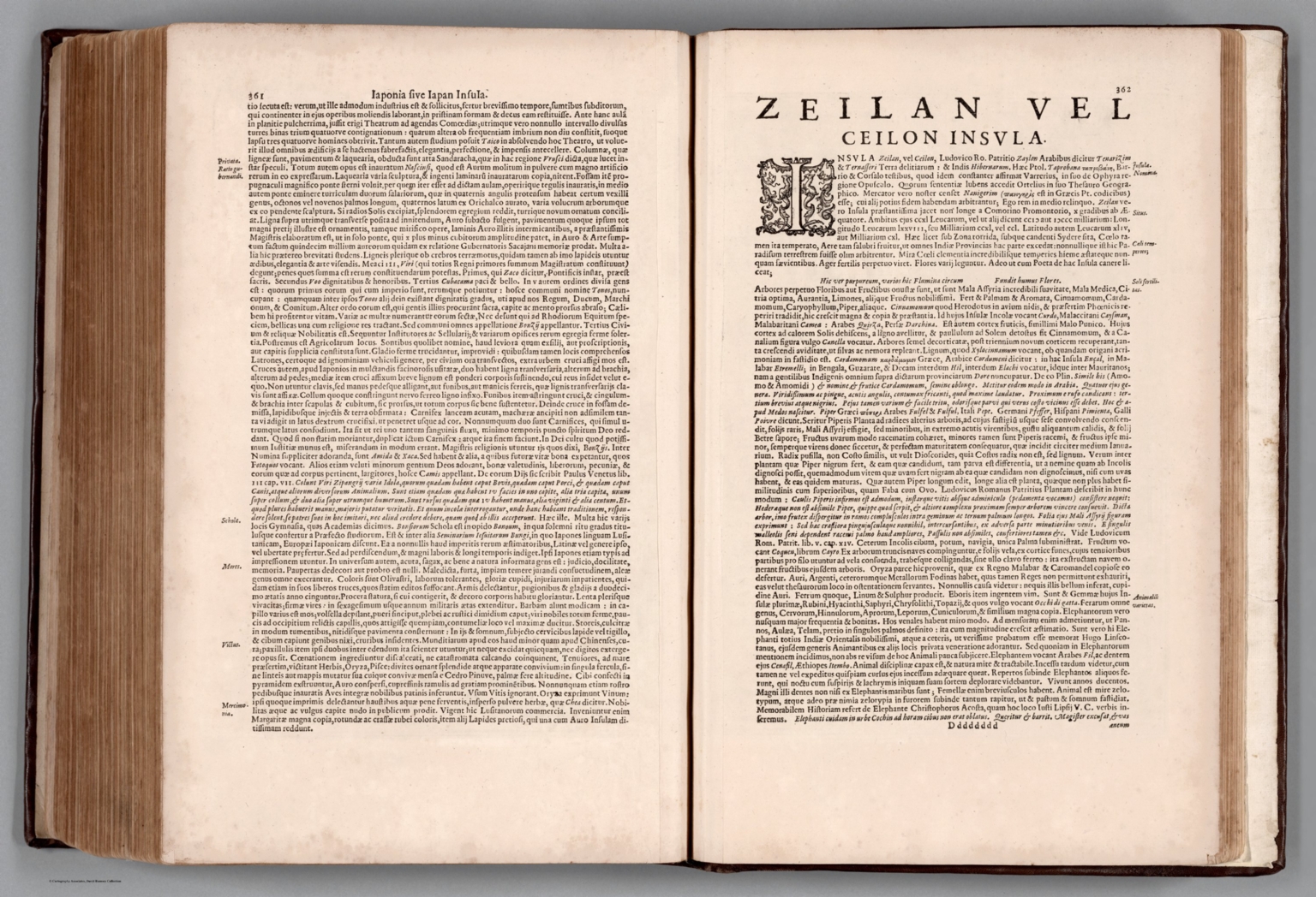 Text: (con't) laponia, sive lapan insula. (with) Zeilan Vel Ceilon ...