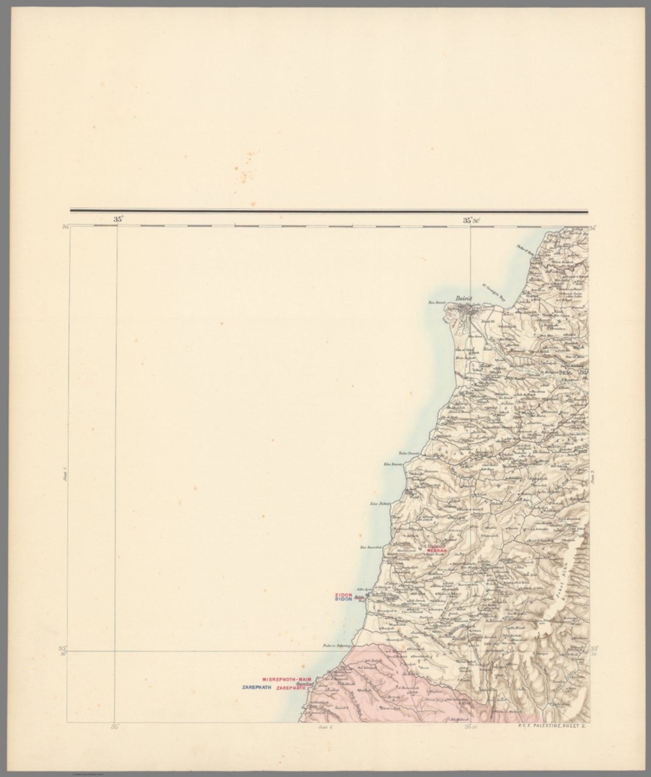 P.E.F. Palestine, sheet 2. Zidon - David Rumsey Historical Map Collection