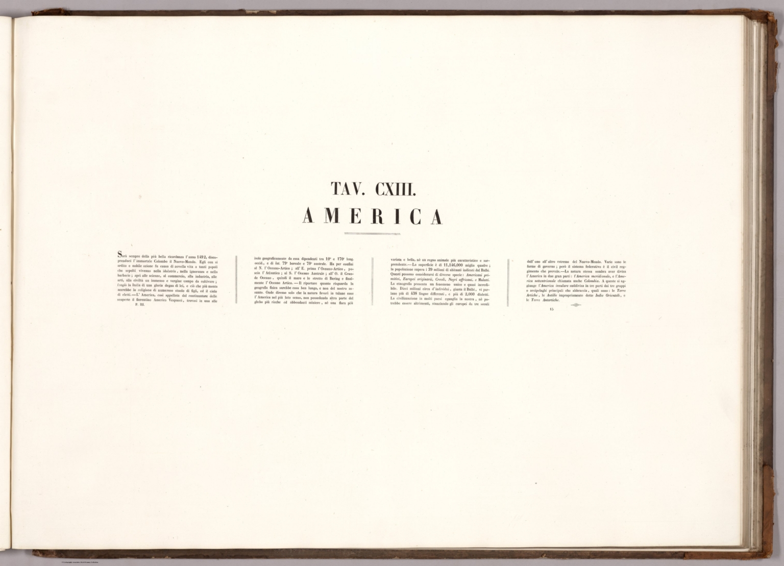 Text: Tav. CXIII. Americhe : Carte generale. - David Rumsey Historical ...