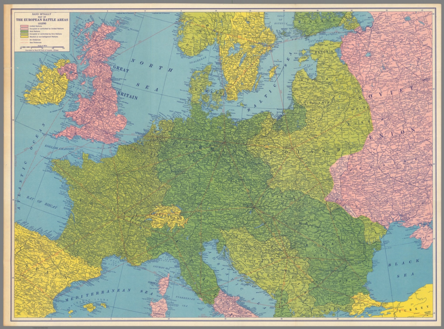 Map of the European battle areas. - David Rumsey Historical Map Collection