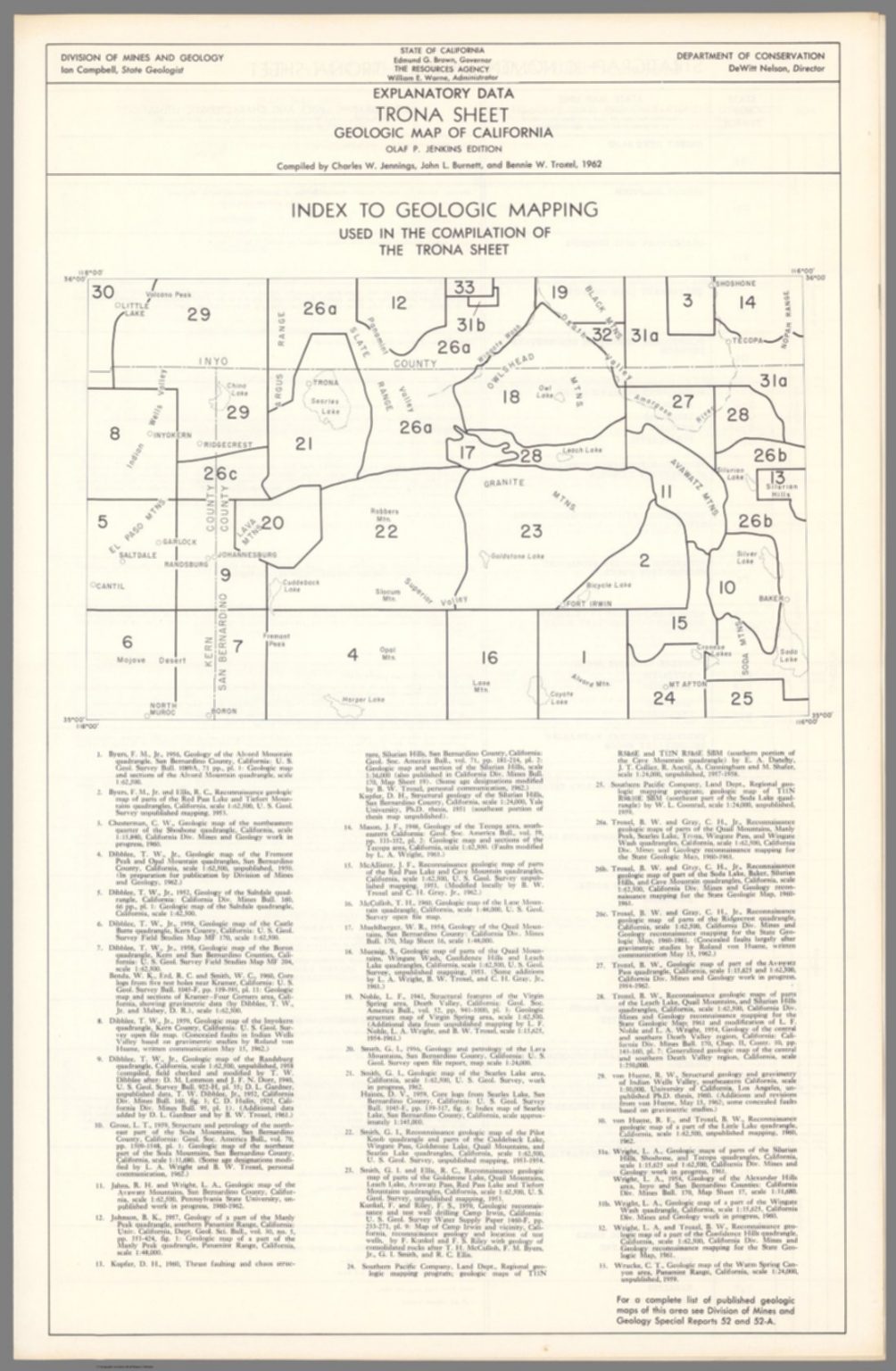 Text: Explanatory Data. Trona Sheet. Index Map: Index to Geologic ...