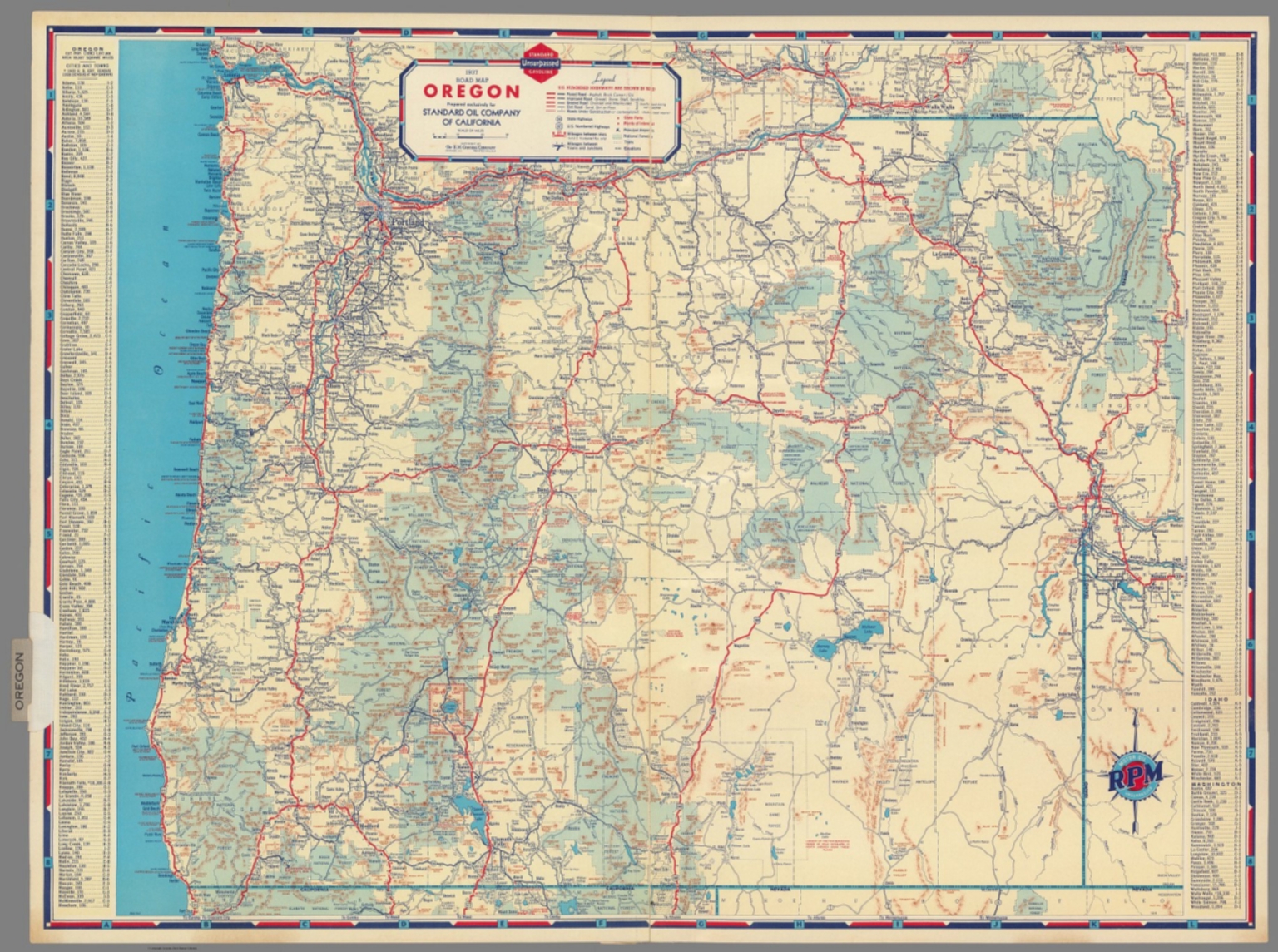1937 road map of Oregon - David Rumsey Historical Map Collection