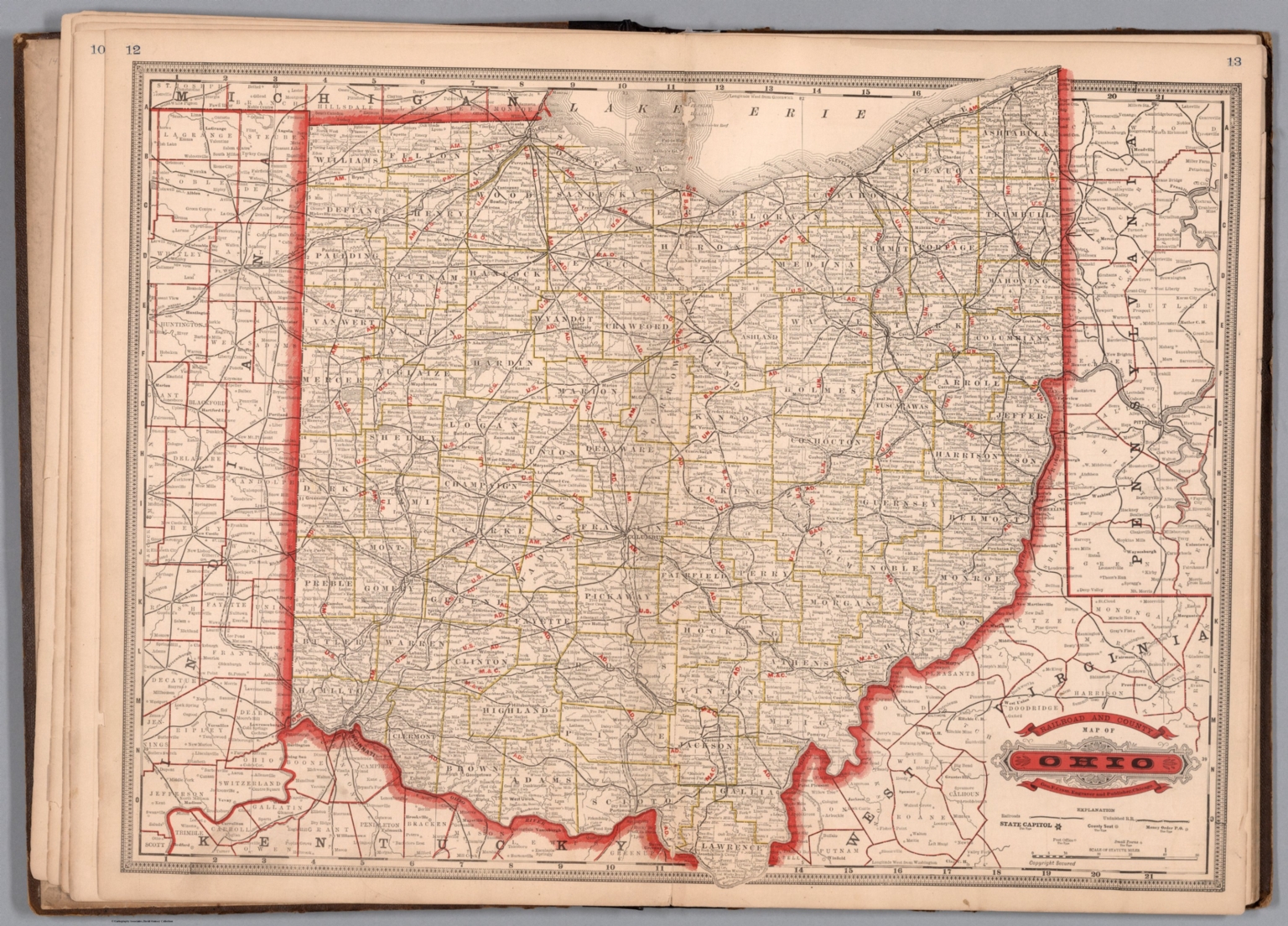 Railroad and county map of Ohio. - David Rumsey Historical Map Collection