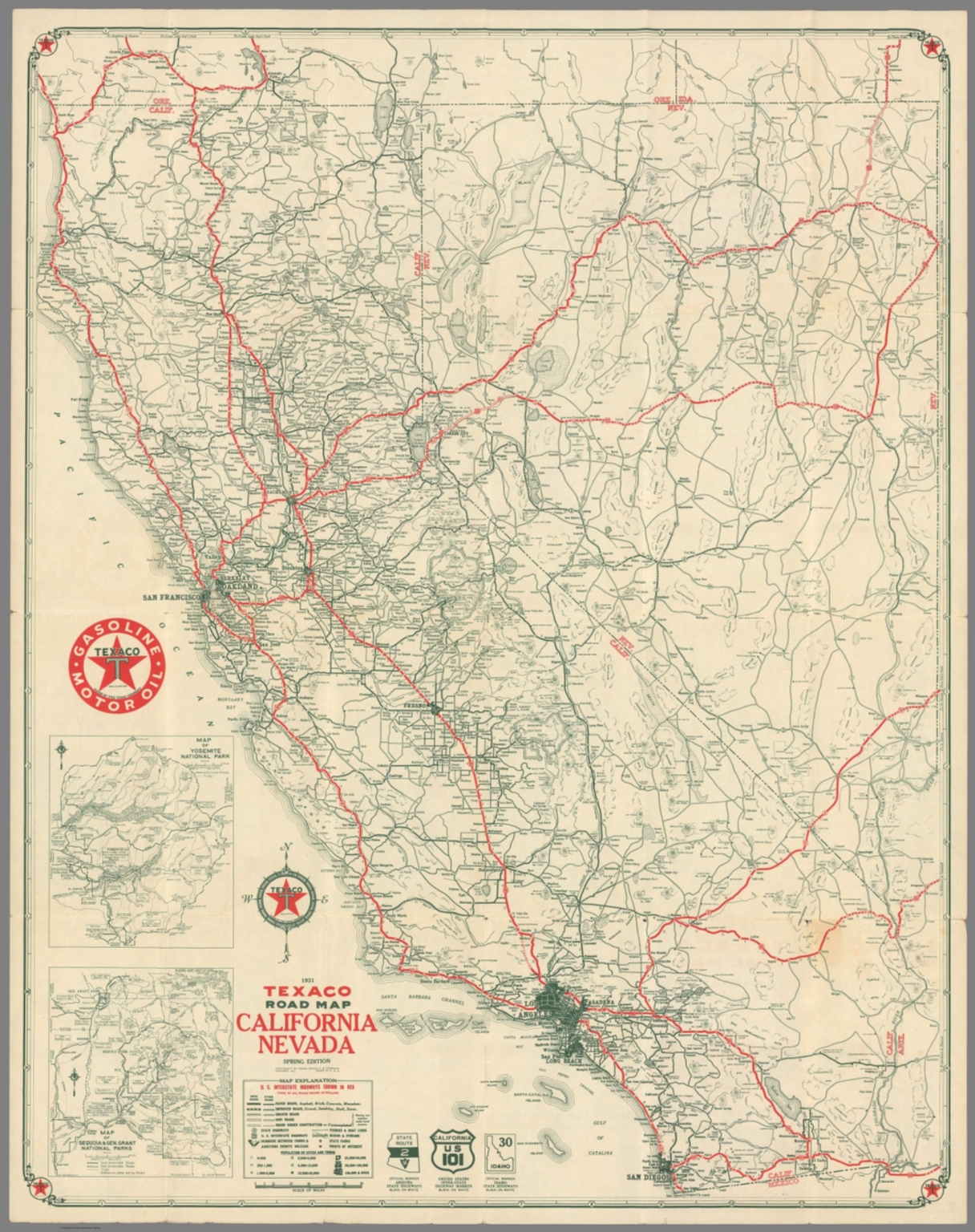 Texaco Road Map California Nevada Spring Edition - David Rumsey ...