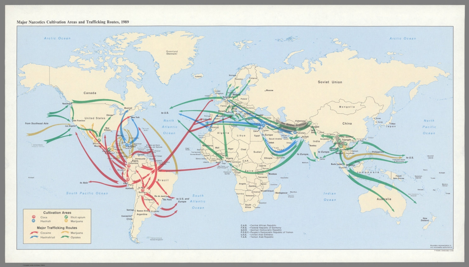 Major Narcotics Cultivation Areas and Trafficking Routes, 1989 - David ...