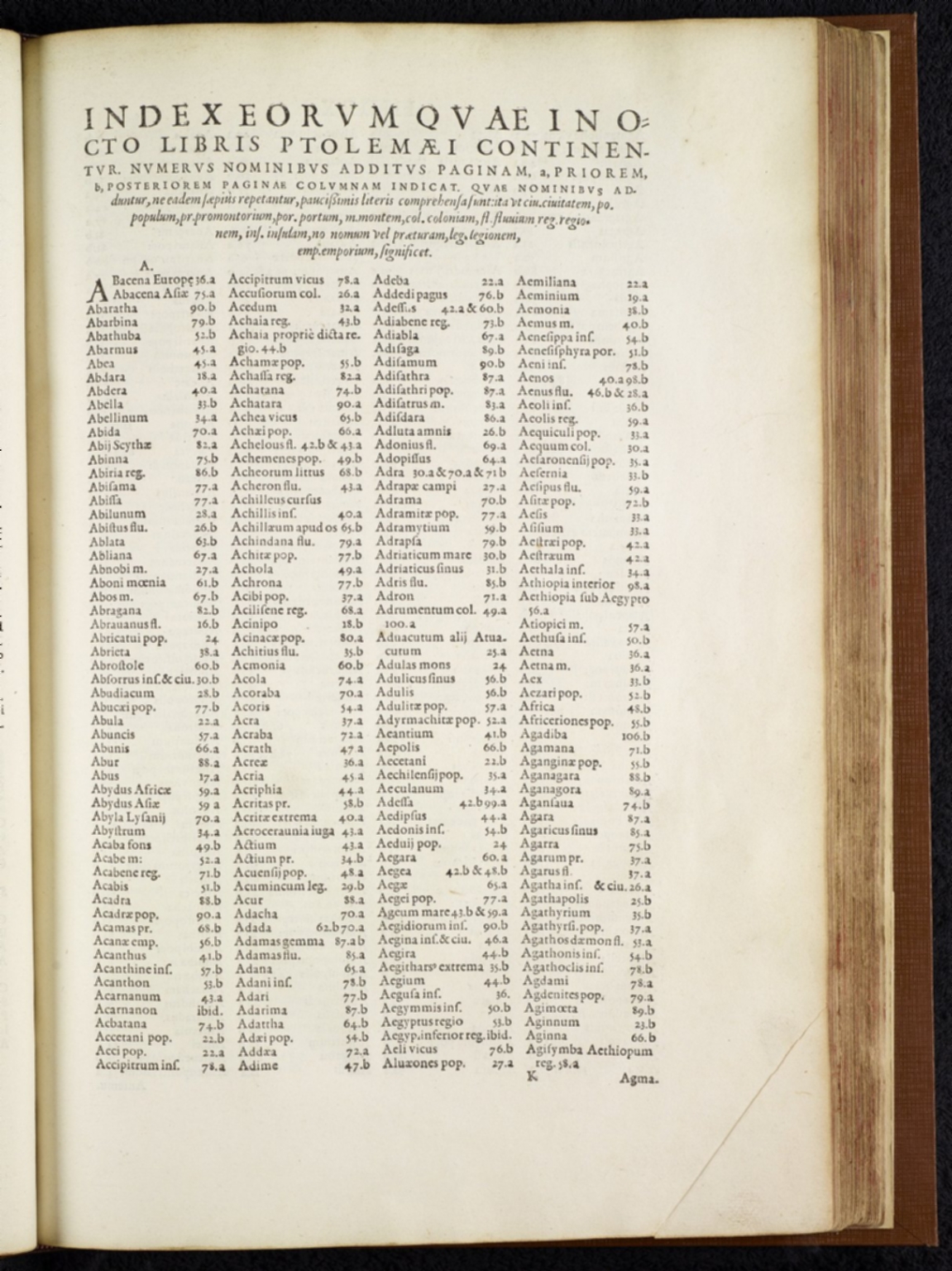 LIB VIII. TABVLA LYBIAE, TABVLA ASIAE/ INDEX EORVM QV AE IN OCTO LIBRIS ...