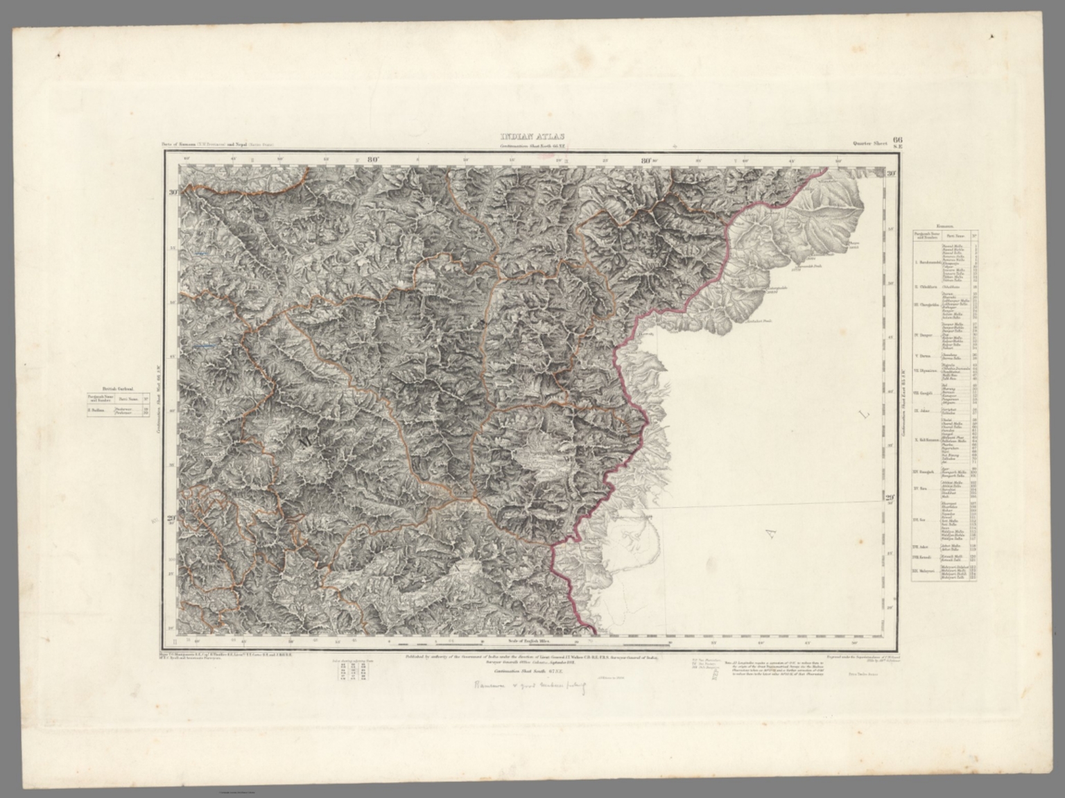 Sheet 66 N.W. Indian Atlas. Parts of District Garhwal and Native State ...