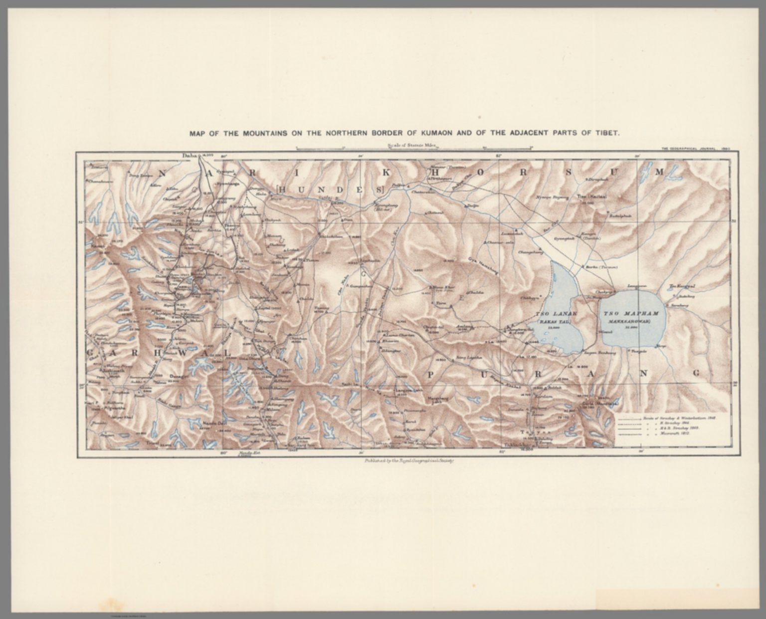 Map of the Mountains on the Northern Border of Kumaon and of the ...